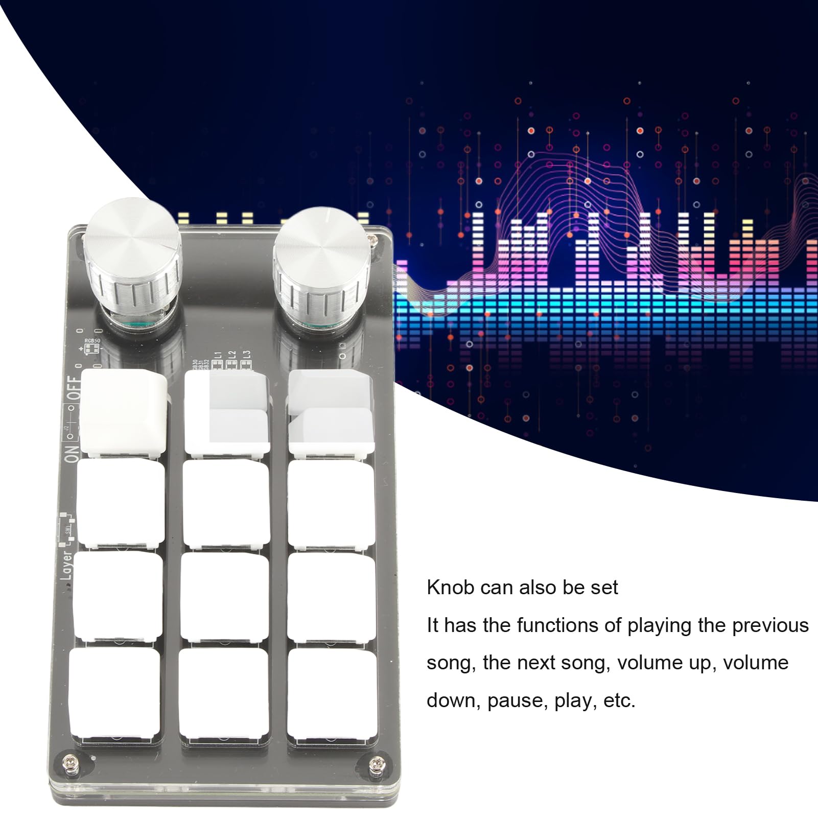 SUCIE One Handed Programmable Macro Keyboard, 12 Key RGB Mini Gaming Keyboard with 2 Knobs, DIY Multifunctional Shortcut Keypad Macro Keys PBT Keycaps for PC Computer Office(White)