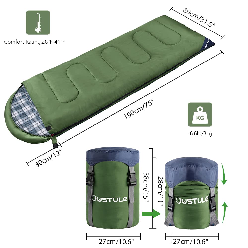 OUSUTLE Double Sleeping Bag for Adults, 2 Person Sleeping Bag with 2 Pillows for Backpacking Camping Hiking, Queen Size Cold Weather Sleeping Bag for Couples & Family Traveling