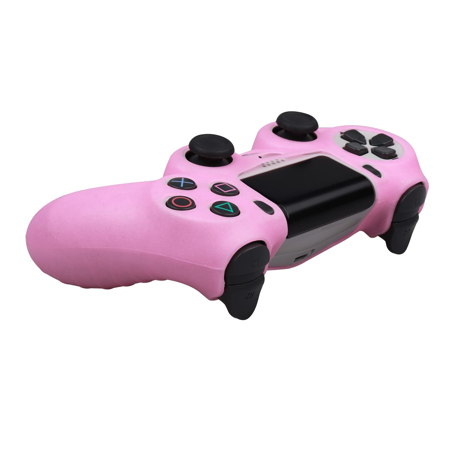 ROTOMOON PS4 Glitter Silicone Controller Skins with 8 Thumb Grips & L2 R2 Trigger Protector, Sweat-Proof Anti-Slip Controller Cover Skin Protector Compatible with Playstation 4 Slim/Pro Controller