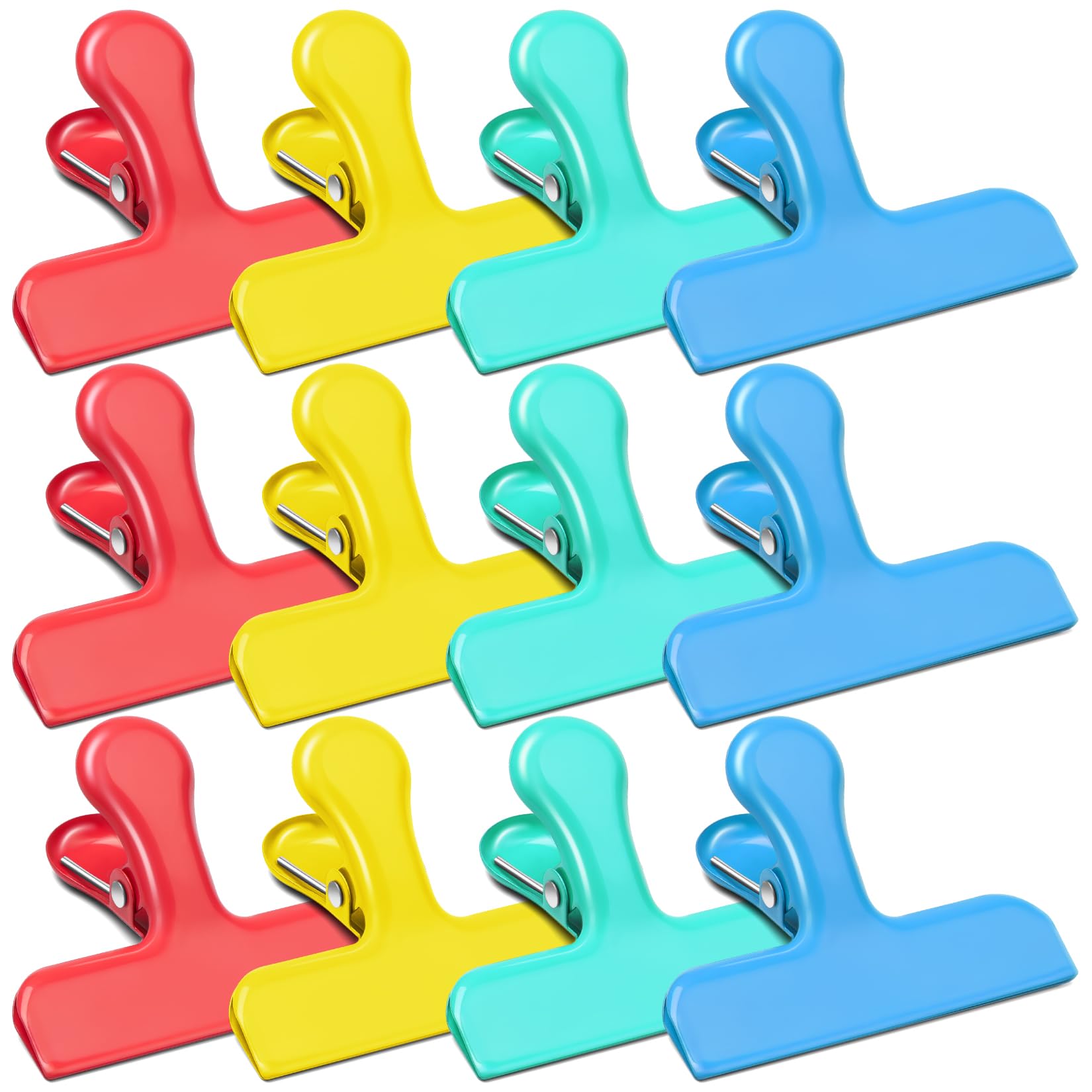 Wide Stainless Steel Chip Clips, Bag Clips Food Clips Potato Chip Clips for Chips and Other Food Bags, Heavy Duty Metal Bag Closer for Food Storage, Snack Clamps for Kitchen, Colorful