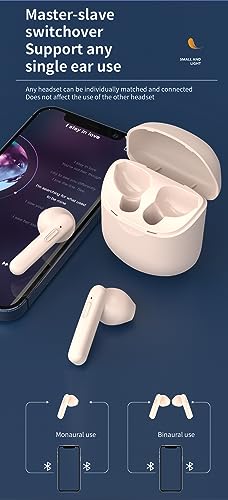 WesTch True Wireless Earbuds Bluetooth 5.3 Headphones Button Control with Wireless Charging Case IPX4 Waterproof Stereo Earphones Half in-Ear Built-in Mic Headsets (Black)