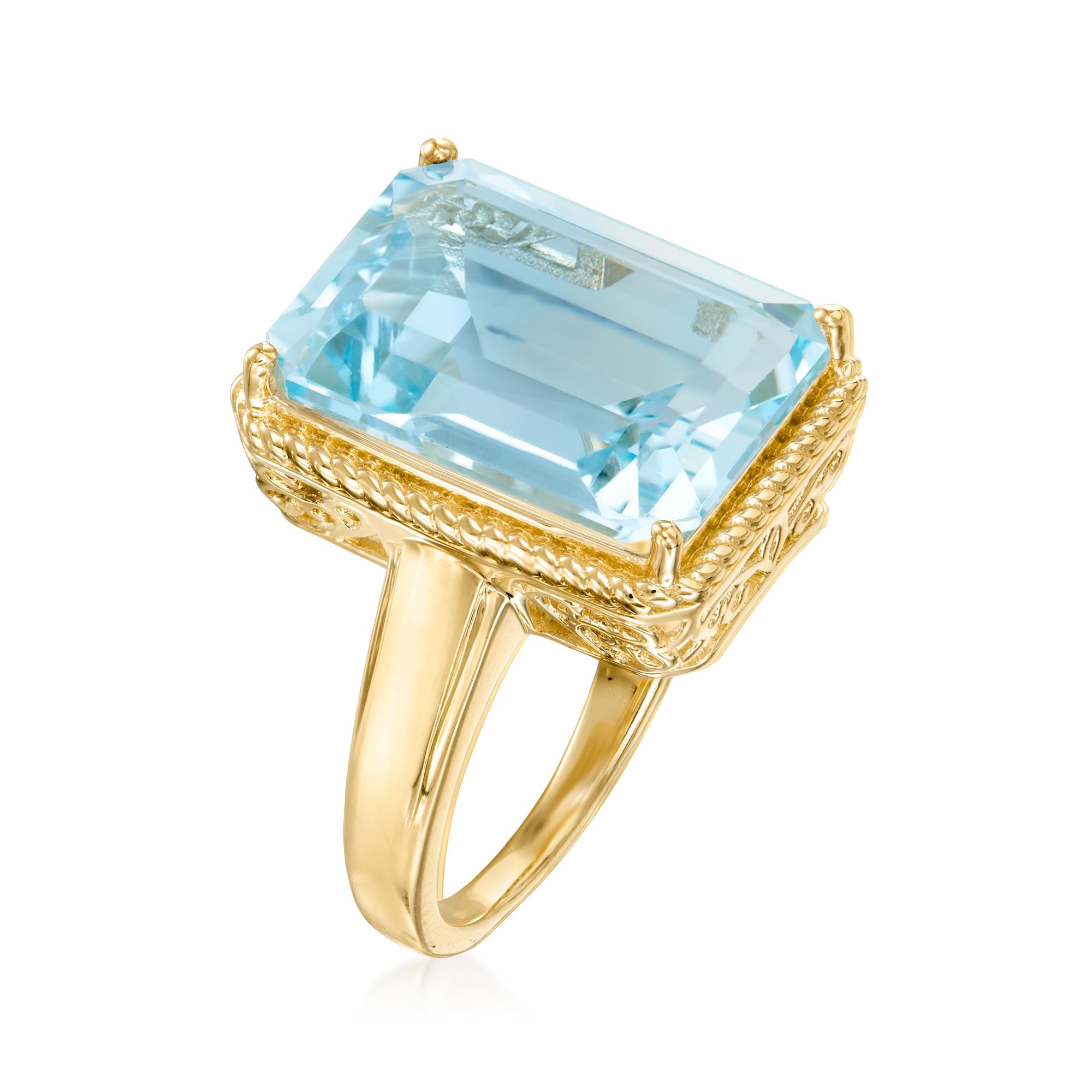 Ross-Simons 13.00 Carat Sky Blue Topaz Ring in 18kt Gold Over Sterling. Size 9