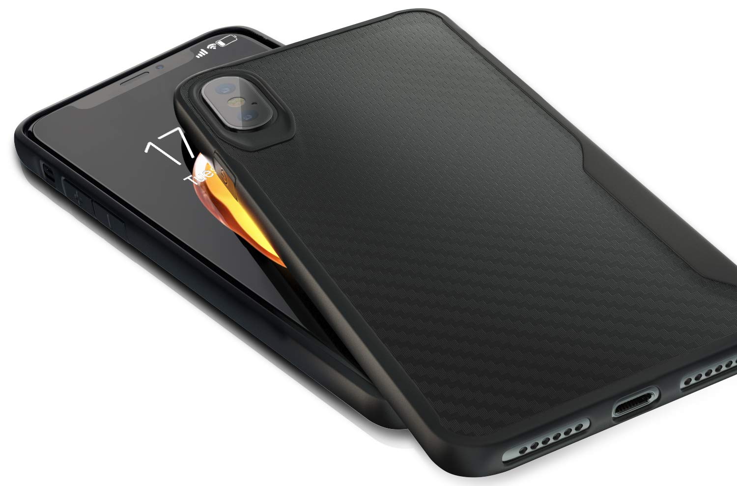Kitoo Designed for iPhone Xs Max Case, Carbon Fiber Pattern, 10ft. Drop Tested, Wireless Charging - Black