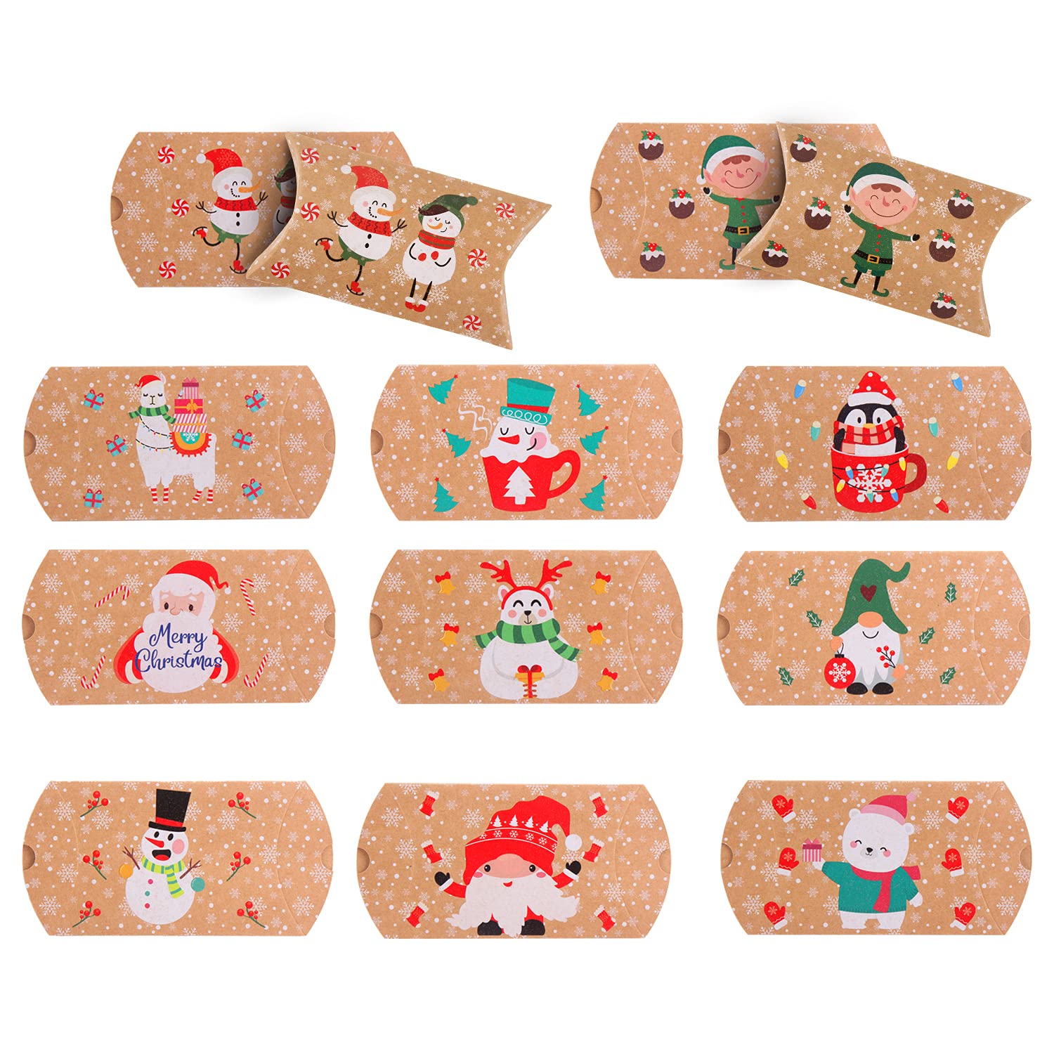 LOKIPA Christmas Small Boxes, 36 Gift Pillow Boxes Candy Jewellery Box for Christmas Party Favor
