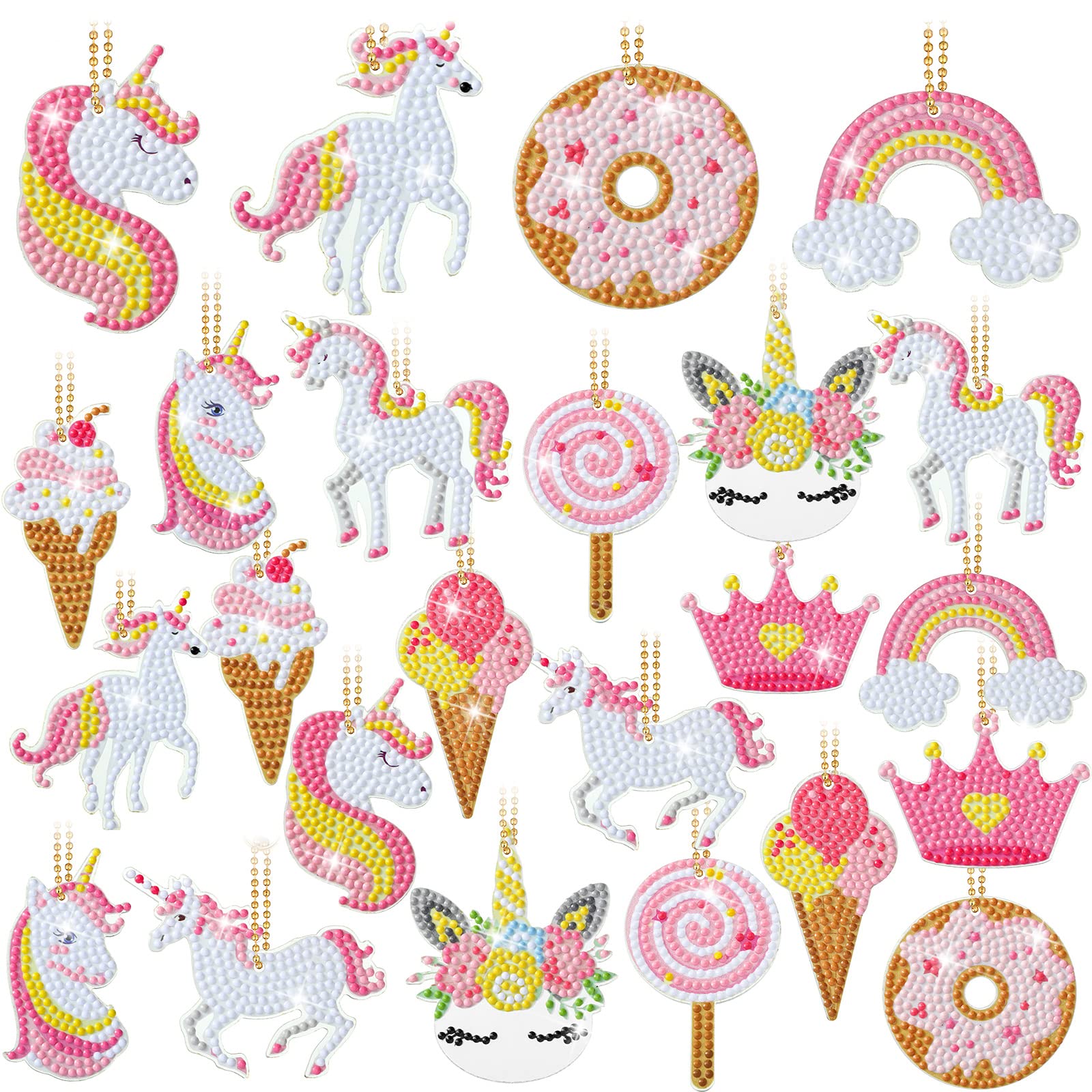 Tudomro 24 Pcs Class of 2024 Keychains Graduation DIY Art Keychains Board Graduation Hat Shape Keychains Decor with Key Rings for 2024 Grad Keychain Present Making(Unicorn)