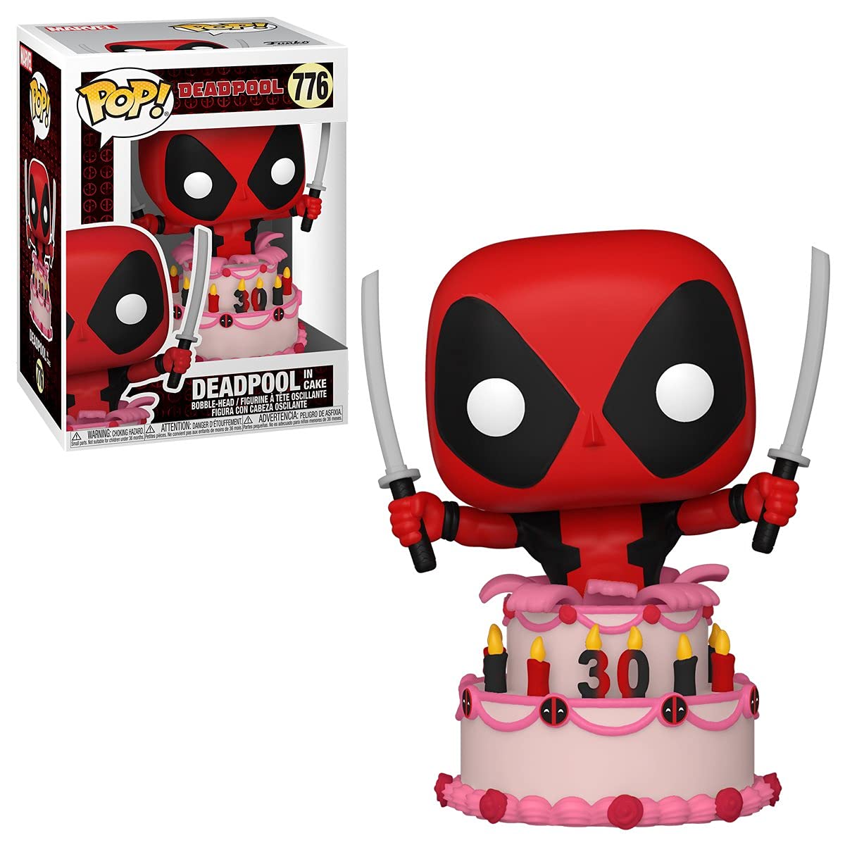 POP Marvel: Deadpool 30th - Deadpool in Cake Funko Vinyl Figure (Bundled with Compatible Box Protector Case), Multicolor, 3.75 inches