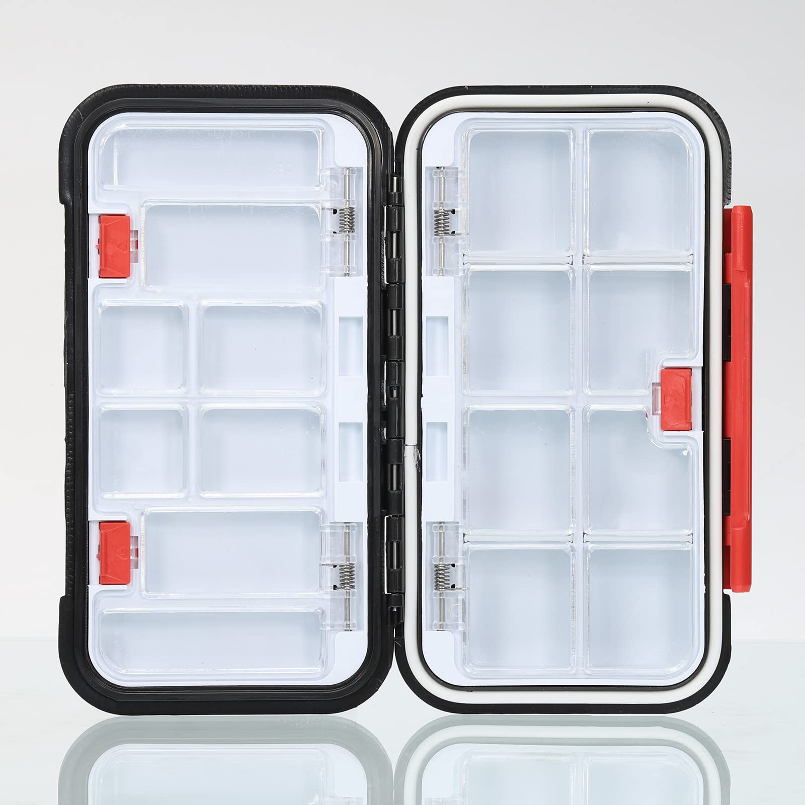 PATIKIL Waterproof Fishing Lure Box, 2 Pack Two-Sided Plastic Fish Tackle Bait Case Storage Container, Black