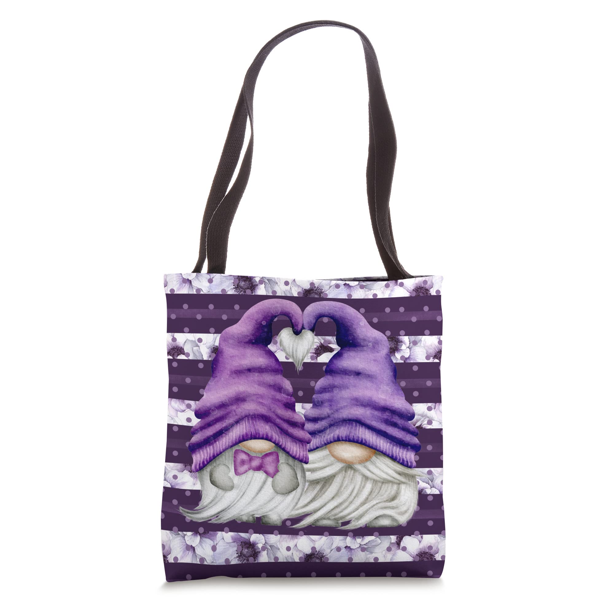 Purple Gnome Lover Motif - Cute Aesthetic Anemones Pattern Tote Bag