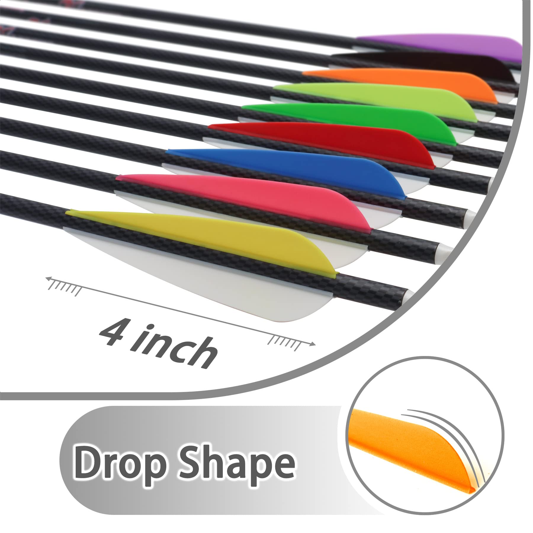 Letszhu Arrows Vanes 4 Inch Plastic Feather Fletching for DIY Archery Arrows 50 Pack (Orange)