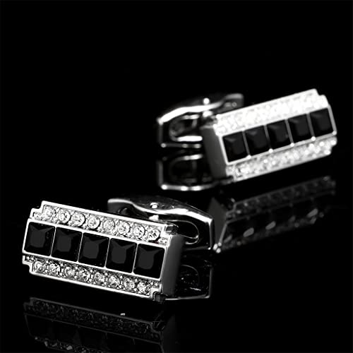 Rectangular Shirt Business Cufflinks Black and White Two Tone Diamonds Women's Cuff Studs Men (Color : A, Size : One Size) (A One Size)