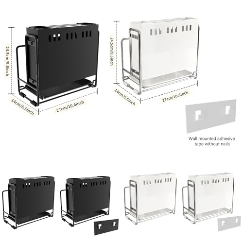 ZHENZQ Integrated Kitchen Utensils Holder No Drilling Hanging Knives and Chopsticks Storage Rack Modern Iron Storage Solution