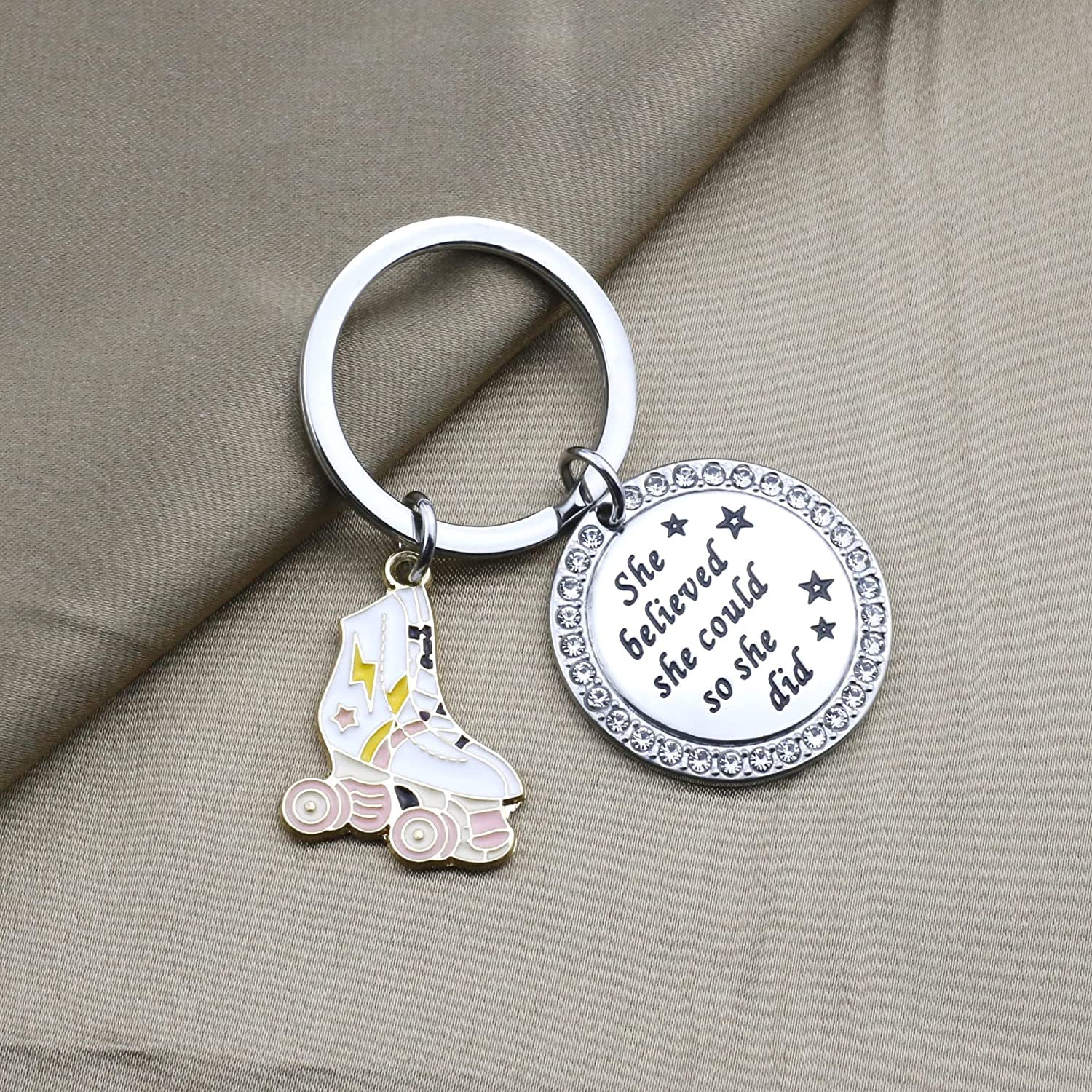 KJWLOP Roller Skate Bracelet Athletic Bracelet Roller Skate Charm Jewelry Roller Derby Team Gifts Roller Lovers Gifts Skate Lover Gift (Roller Keychain)