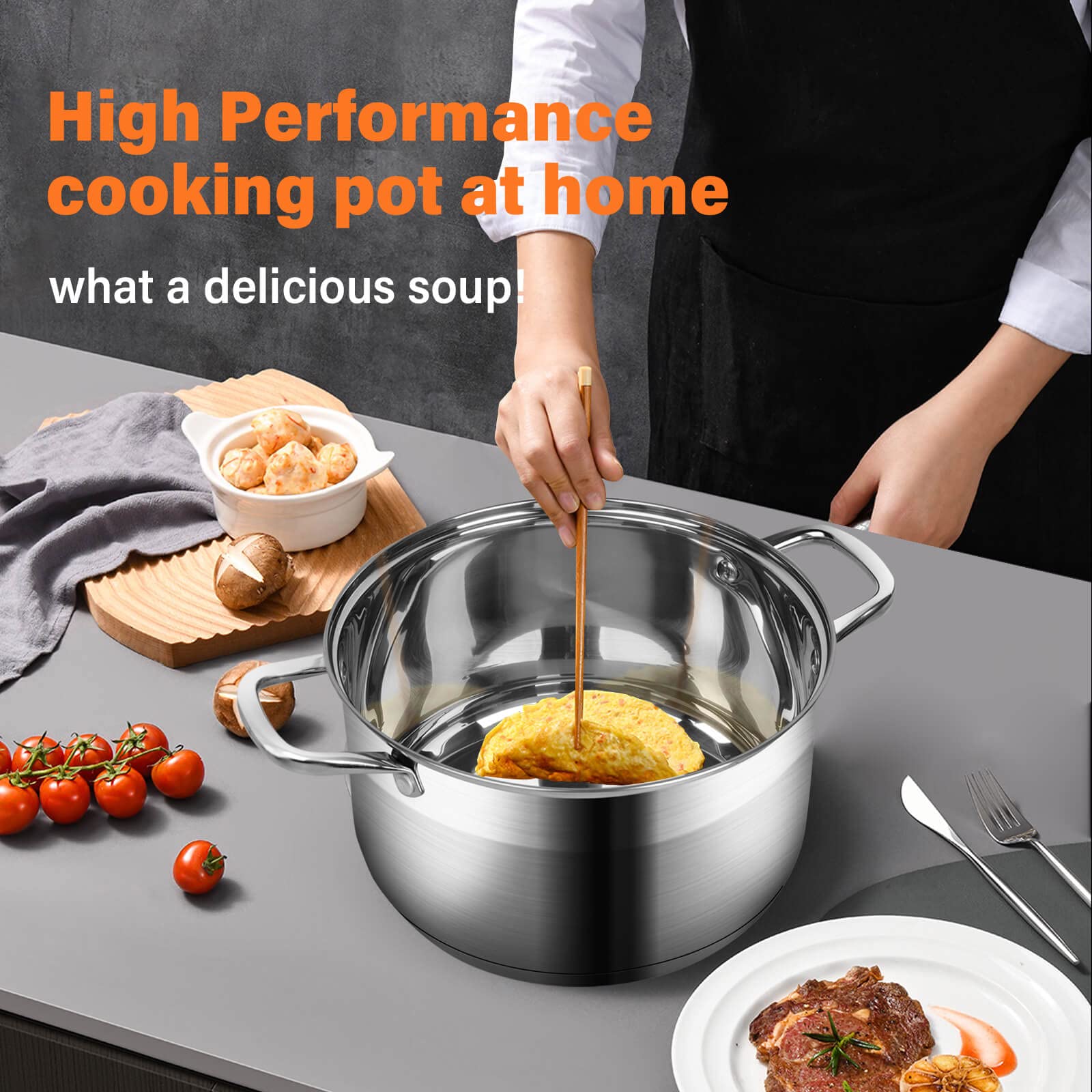 LEUGWAKN Stainless Steel Stock pot-10 Quart pot-Stockpots with Lid -Soup Pot-Induction Pot-Cookware-Cooking Pot-crock pot
