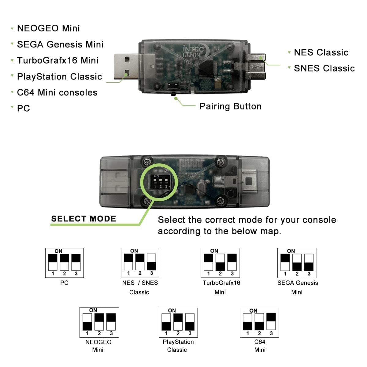 Mini Retro Console Fighting Stick for Arcade1Up Cabinet, Play NeoGeo Mini/Sega Genesis Mini/TG16 Mini/PS Classic/C64 Mini/NES Classic/SNES Classic/Astro City Mini on Cabinet