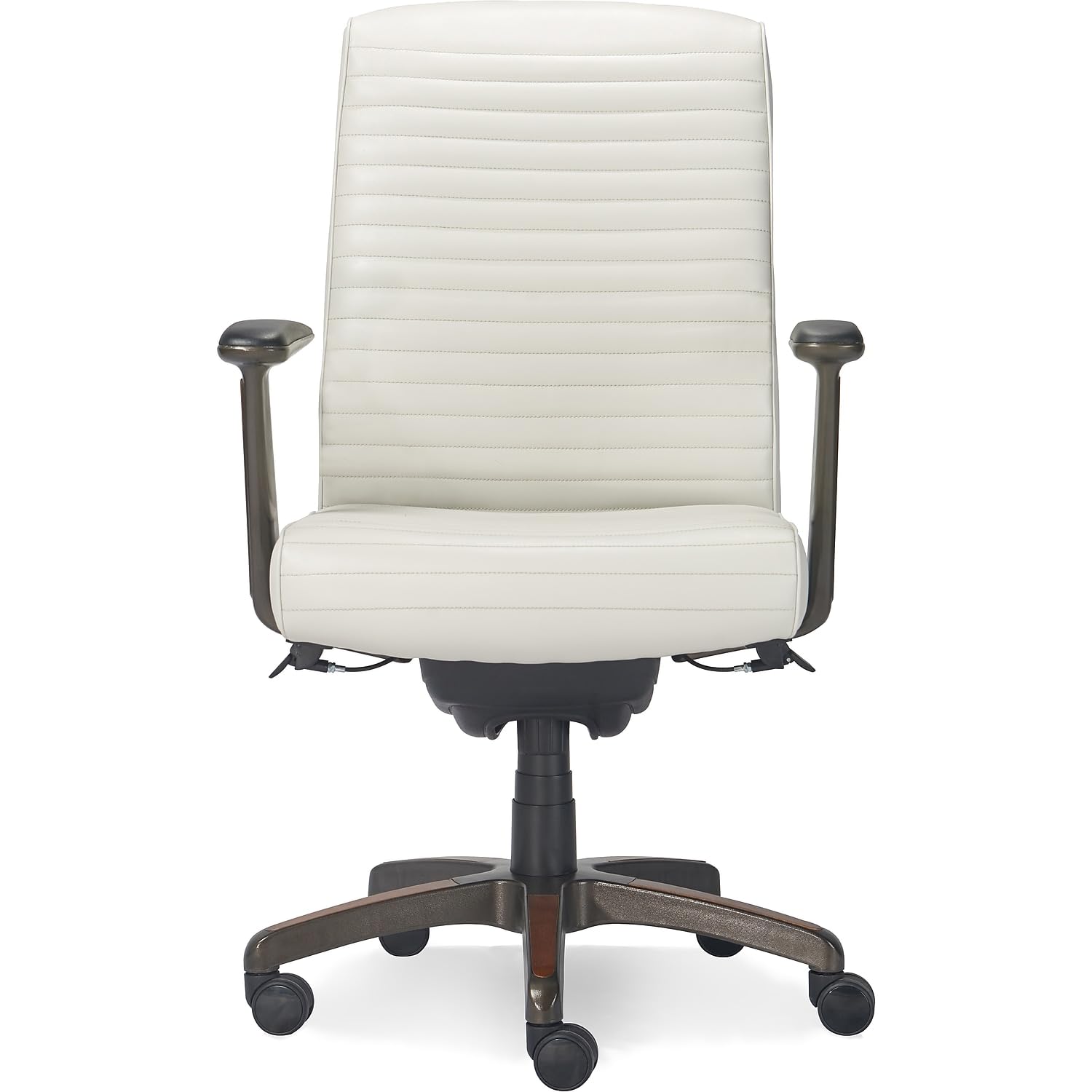 La-Z-Boy Emerson Modern Executive Office Chair with Rich Wood Inlay, Ergonomic High-Back Lumbar Support, Bonded Leather, White