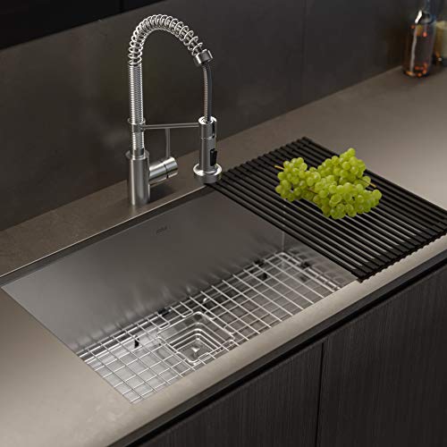 KRAUS Pax 31 1/2-inch 16 Gauge Undermount Single Bowl Stainless Steel Kitchen Sink, KHU32