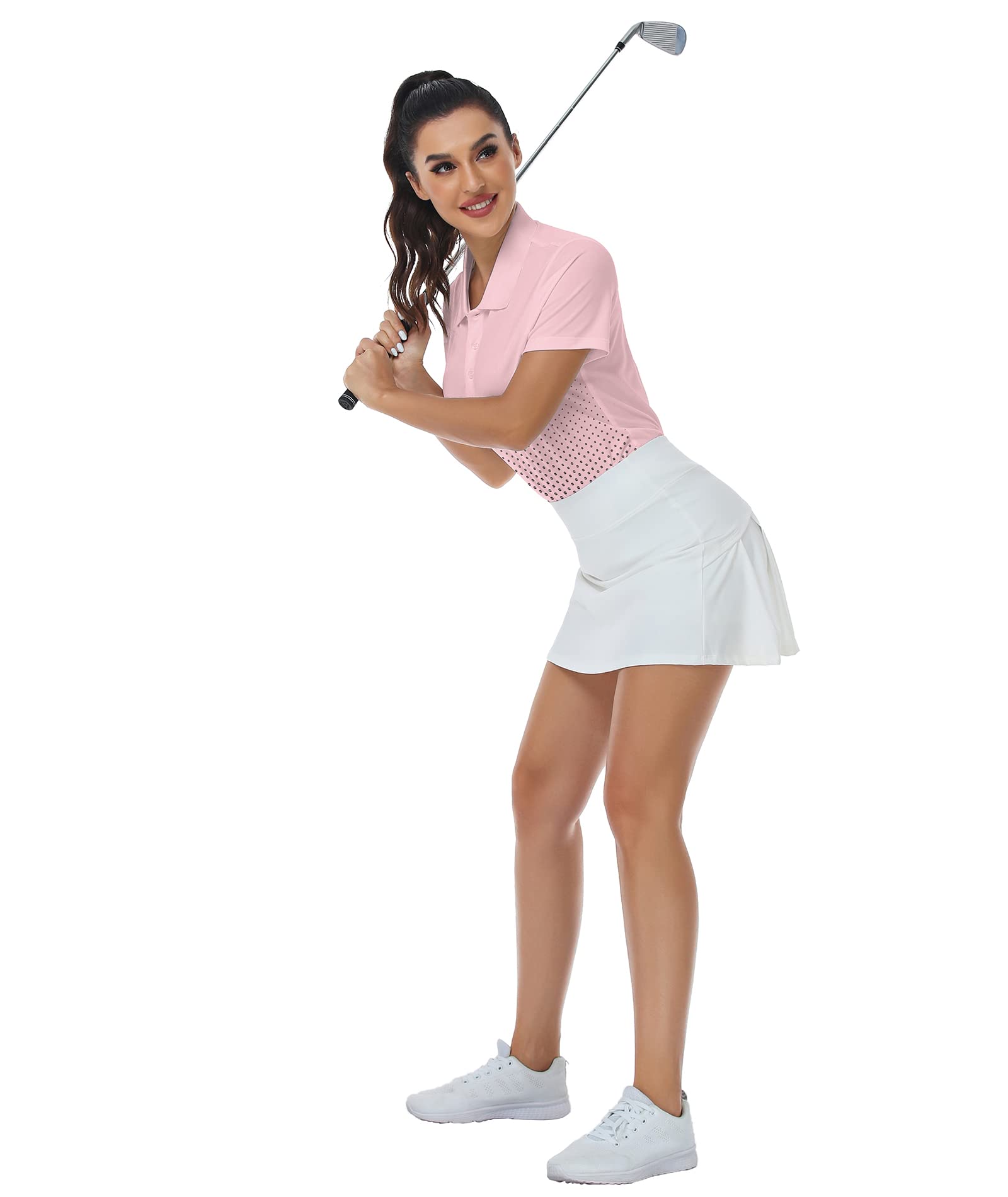 Patterned Womens Golf Shirts Short Sleeve Collared Printed Polo Sport Shirts Moisture Wicking T-Shirt