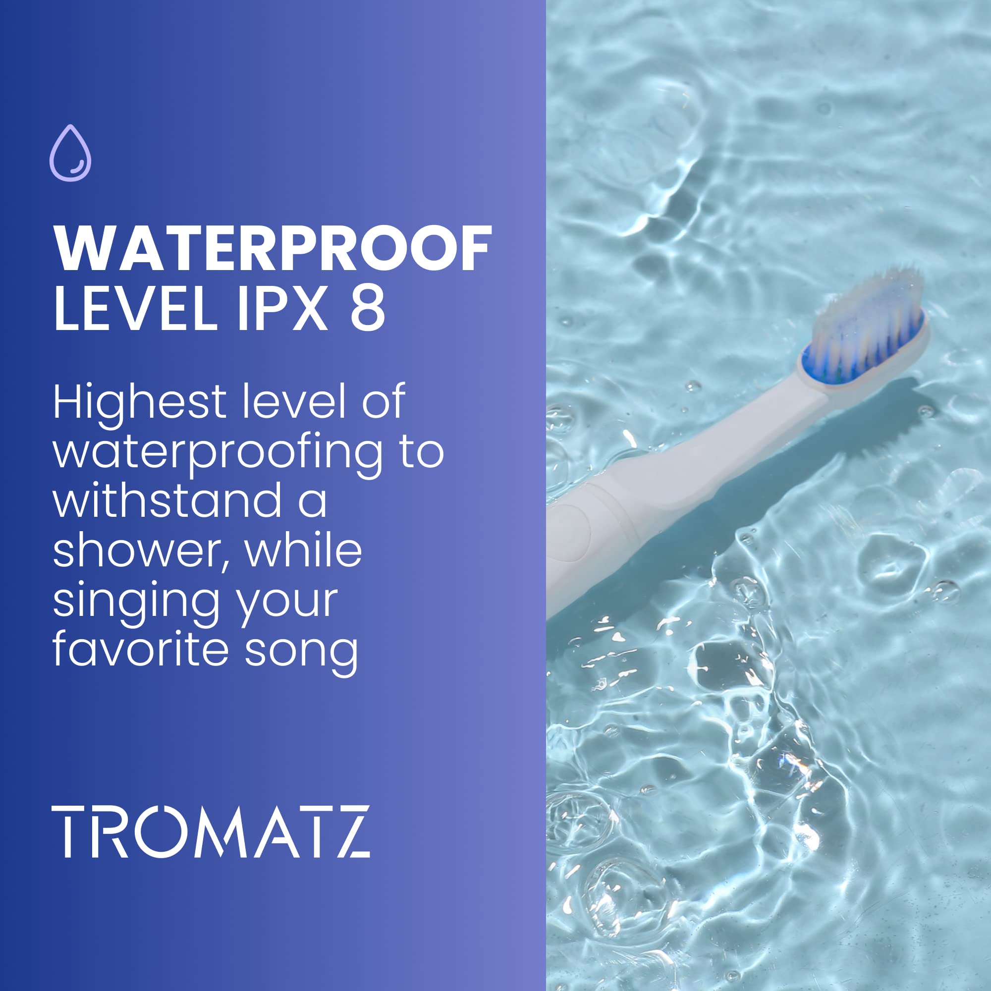 Tromatz Simple Battery Powered Toothbrush for Adults and Kids - Bioelectric Microcurrent Wave - Non-Replaceable Brush Head and Battery - No Vibration, Soundless, Waterproof - Blue
