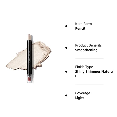 LUXAZA Eye Shadow Stick, Cream Single Makeup with Blending Brush, Eye Brightener / Highlighter Stick, Eyeliner, Smooth Metallic #19 Champagne-silk Pearl