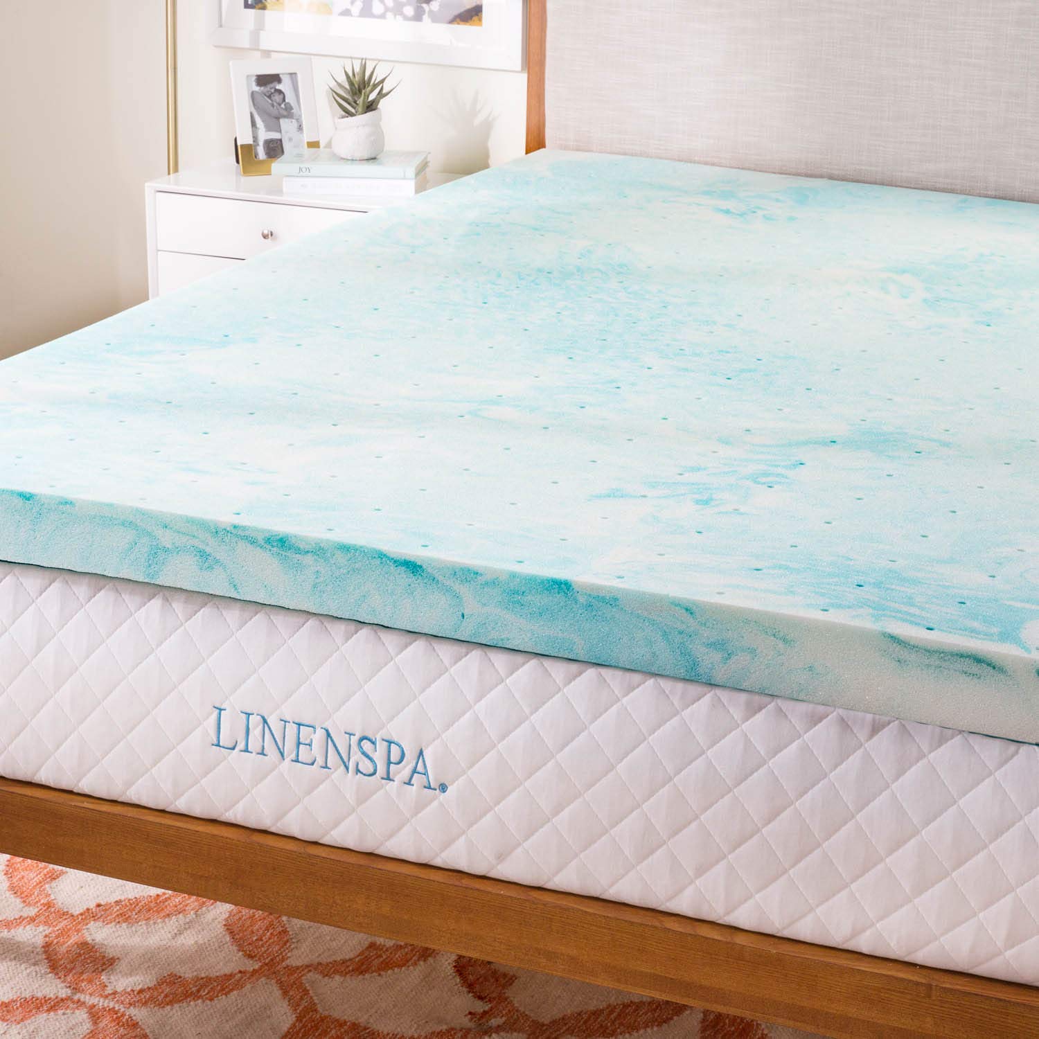 LINENSPA 3 Inch Gel Swirl Memory Foam Mattress Topper β Cooling Gel Infused β Pressure Relieving β CertiPUR Certified - Twin XL