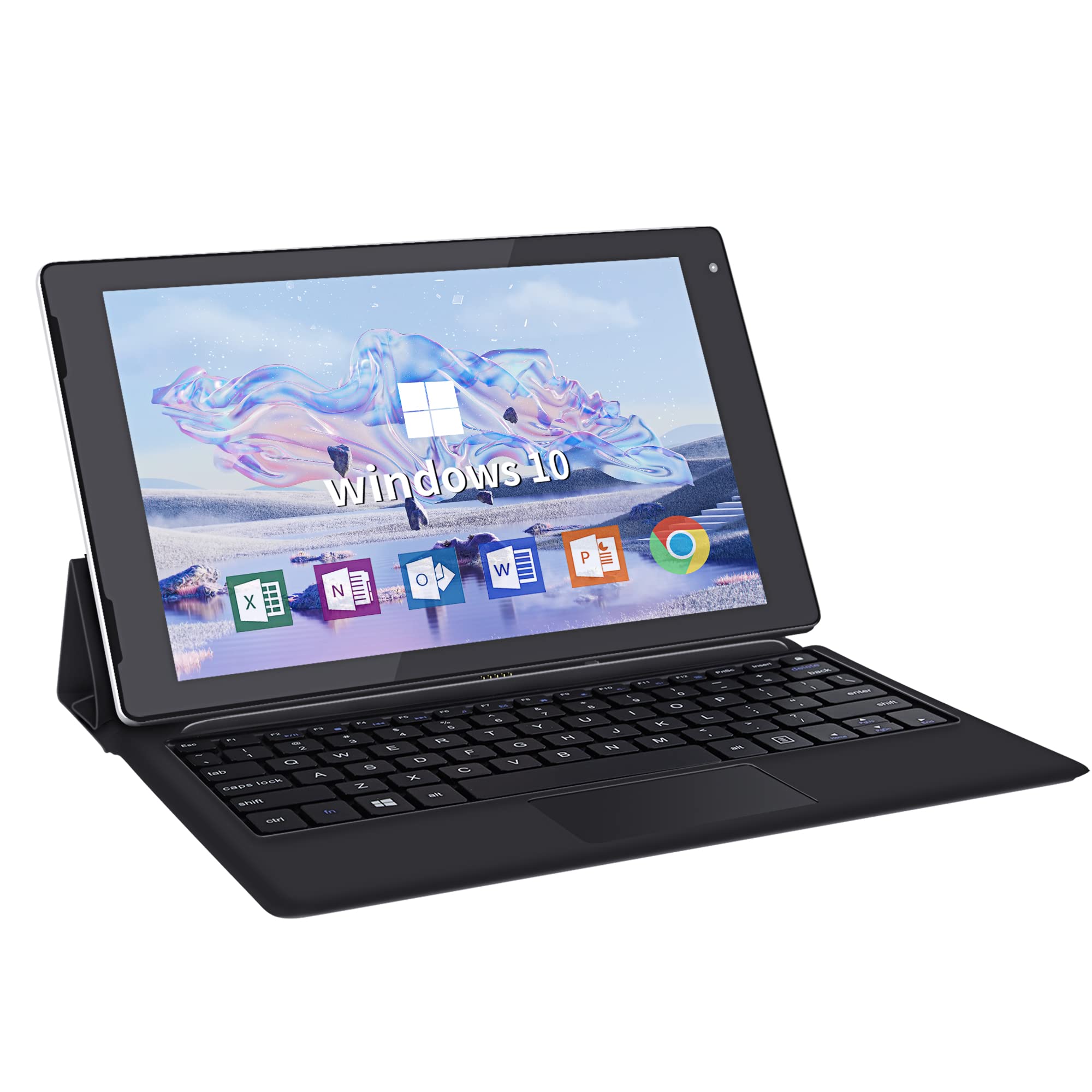 Meet-GT 【Win 10/MS Office 2019】 Jumper PC Win Tablet,10.1 inch Touchscreen Laptop 2 in 1 Tablet, 4G+128GB,Official Win 10 OS, Quad Core with Detachable Keyboard (Plus Keyboard) (4G+128G)
