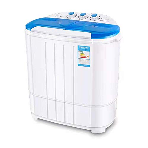 Portable Twin Tub Mini Washing Machine w/Spin and Dryer Function, Compact Design for College Dorms, Apartment, RV’s. Mini laundry Barrel Washer for Baby Clothes, Underwear, Delicates and More-Blue