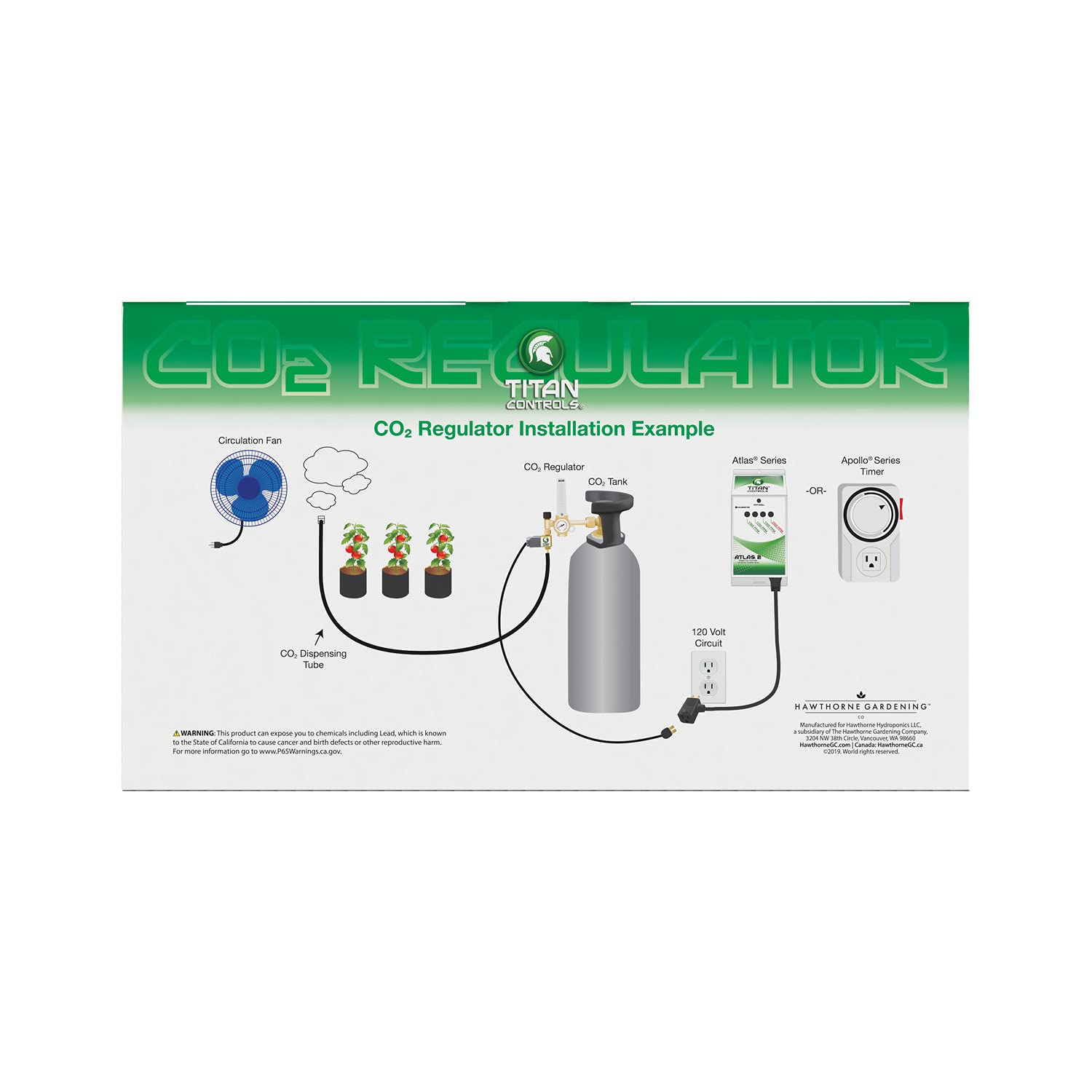 Titan Controls CO₂ Regulator - Compatible with Titan Controls CO₂ Controllers and Other CO₂ Controllers, For Gardens