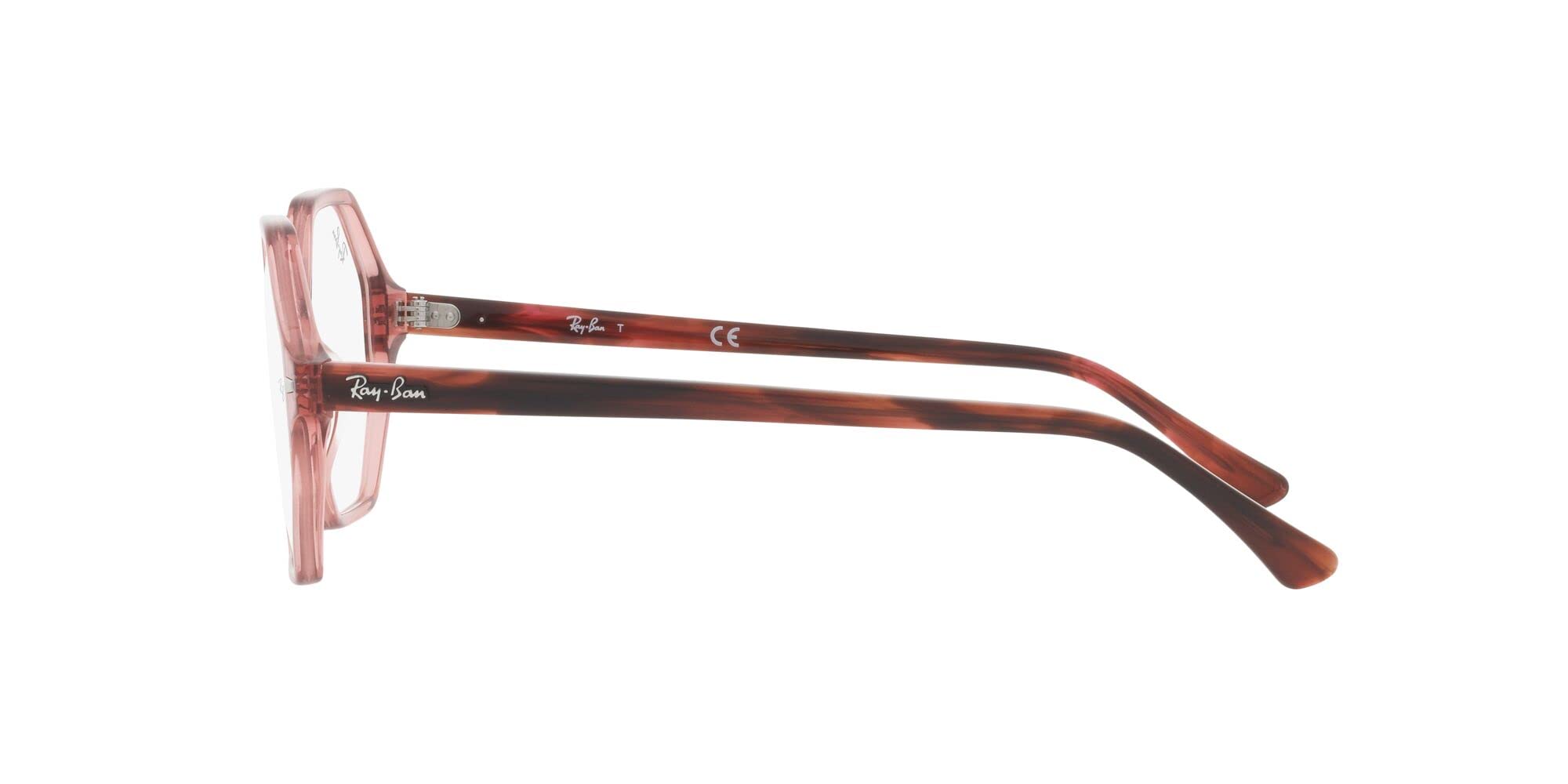 Ray-Ban RX5472 Britt Hexagonal Prescription Eyewear Frames, Transparent Pink/Demo Lens, 54 mm