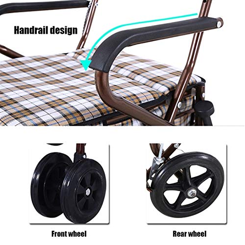 Walker,Four Wheeled Walker with seat Foldable Rollator Walker in Iron with Pedal Lightweight Four Wheeled Walker to Meet Daily Needs Outdoor,Product Load 150kg/330lbs