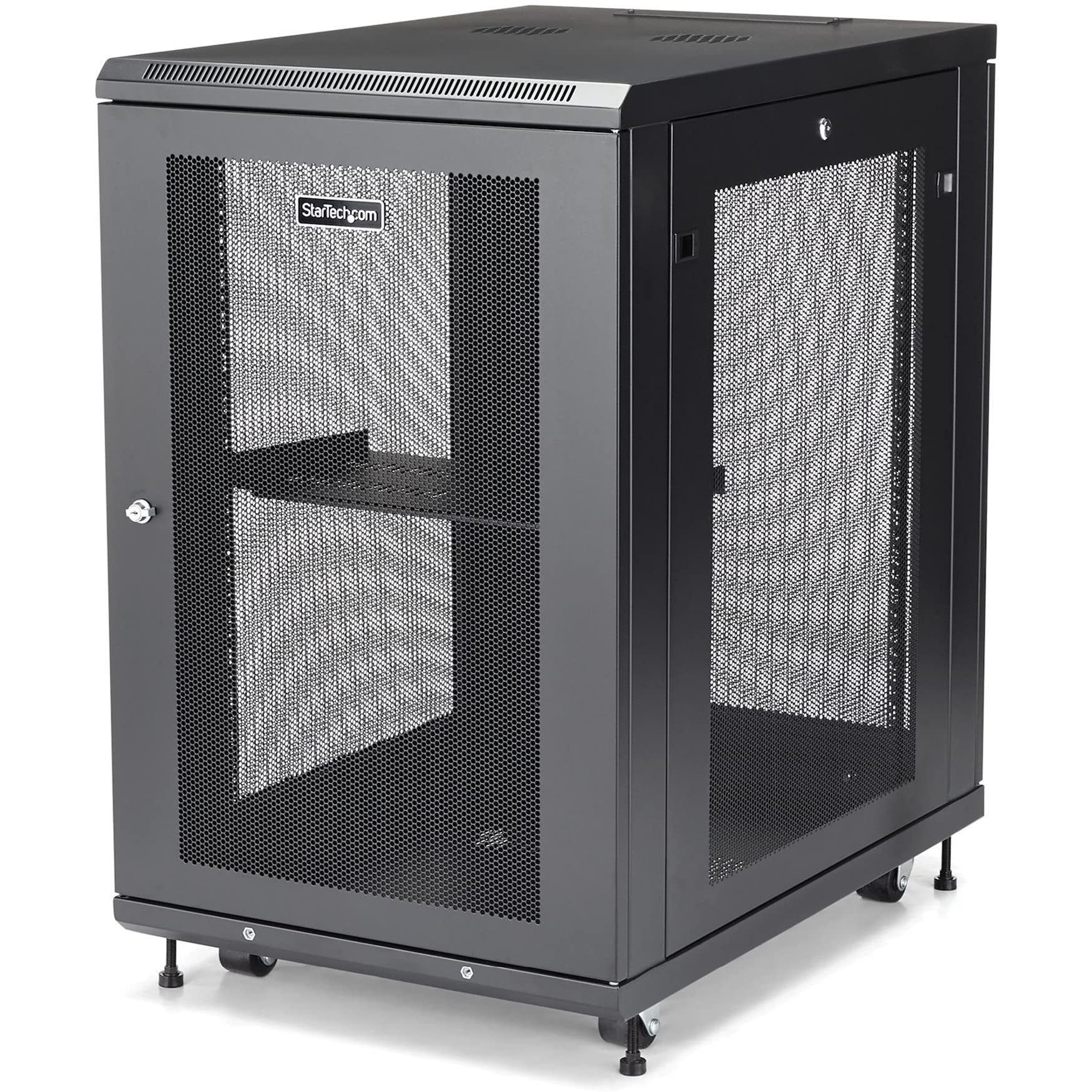 StarTech.com 19" 18U Server Rack Cabinet and 8 Outlet Horizontal 1U Rack Mount PDU Power Strip Bundle