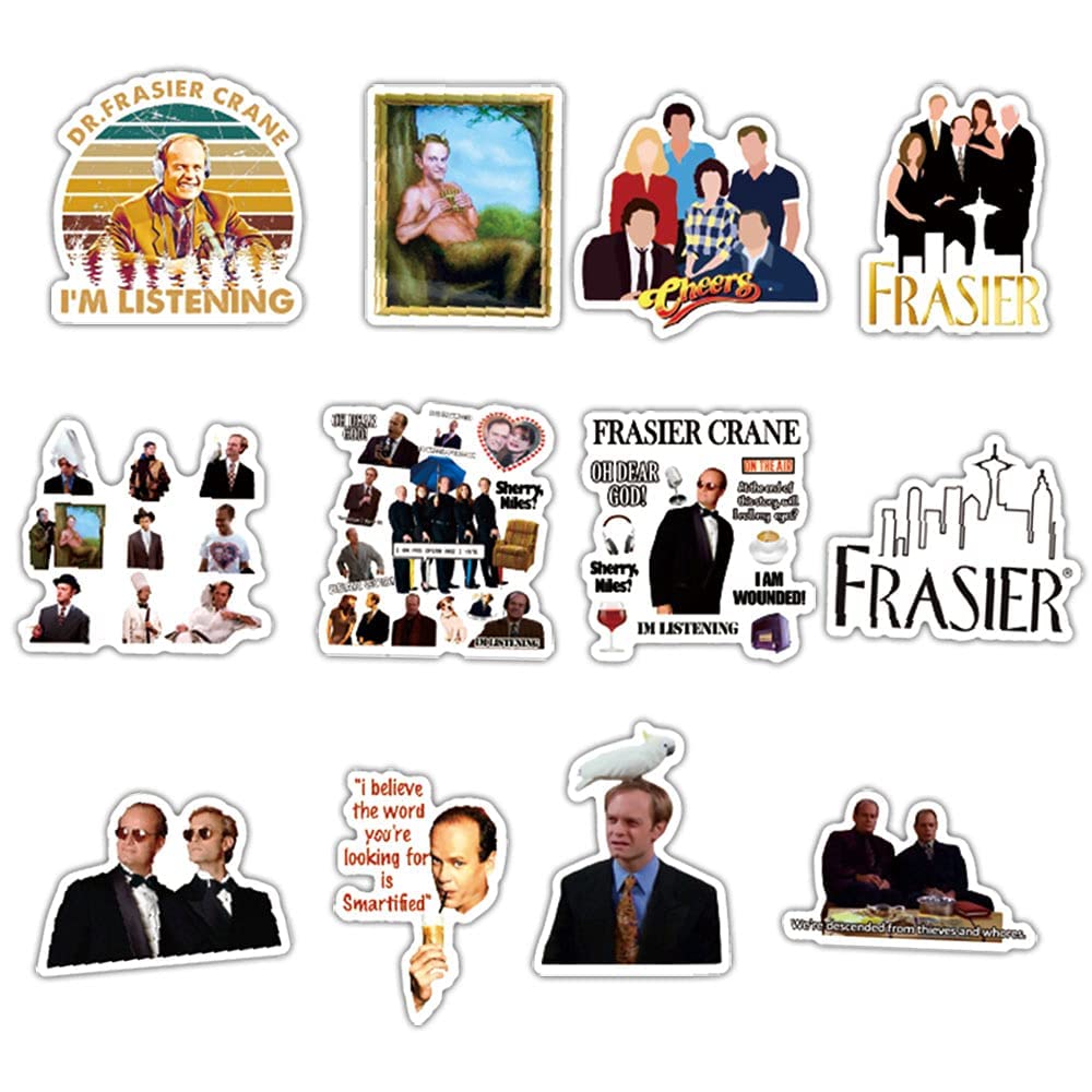 NG2D58 The Frasier Stickers Pack of 50 , TV Show Merchandise for Water Bottle,Laptops, Computers, Flasks, Notebook, Phone Case…, 2-4inch