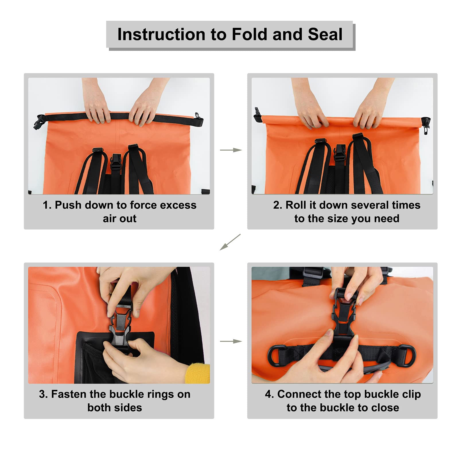 Nepest Waterproof Dry Bag Heavy Duty Roll Top Floating Dry Backpack with Easy Access Front Zipper Pocket for Kayaking,Boating,Rafting,Hiking,Camping,Beach,Orange 40L