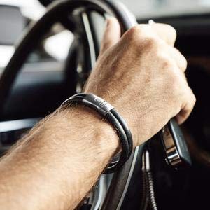 NEPTN Leather Bracelet Commodore Trident Double - White Leather, Size Large (Wrist Circumference 7"-7.5")