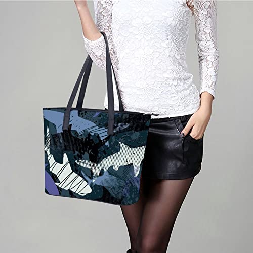 Sharks Grunge Women's Tote Bag PU Leather Shoulder Bag Handbags Purse For Work Shopping Travel
