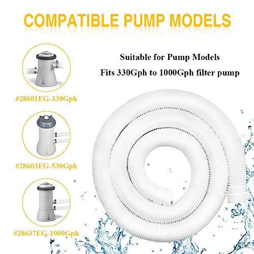 Pool Pump Replacement Hose, Vacuum Cleaner Hose Set, 1.25" Diameter Accessory 59" Long Pool Filter Pump Hose for Pump Models 330 GPH, 530 GPH, 1000 GPH, 607, 637 above Ground Pools