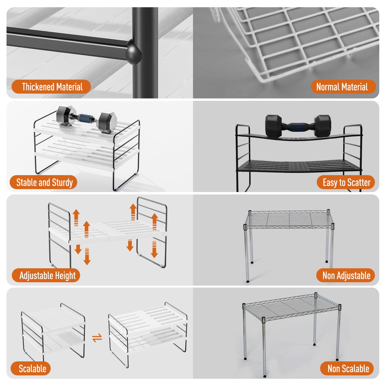 Meetwoods Kitchen Cabinet Organizer, Expandable Aluminum Foil and Plastic Wrap Organizer, Cabinet Pantry Organizers and Storage Rack, Kitchen shelf Pantry shelves, Spice Rack, 9.8'' to 15.6''L, White