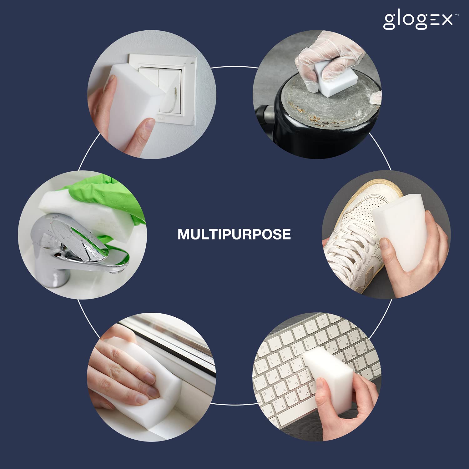 Melamine Sponge 50 Pack in Bulk Extra Durable, Magic Cleaning Sponges, Melamine Foam Eraser, Household Eraser for All Surfaces, Kitchen, Bathroom, Furniture, Leather, Floor and Walls