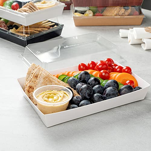 Restaurantware Matsuri Vision 9 x 6 x 1.5 Inch Large Sushi Trays 100 Greaseproof Sushi Packaging Boxes - Lids Sold Separately Disposable White Paper Sushi Containers For Entrees Or Desserts