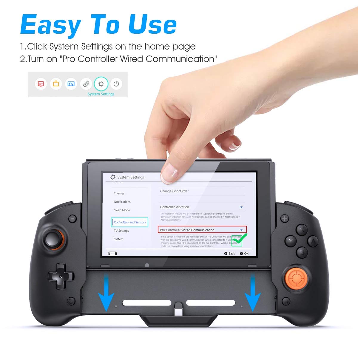 OIVO Switch Controller Grip Compatible with Nintendo Switch, Switch Pro Controller with Comfort Grip, 6 Gyro Axis& Double Motor Vibration for Switch Handheld Mode