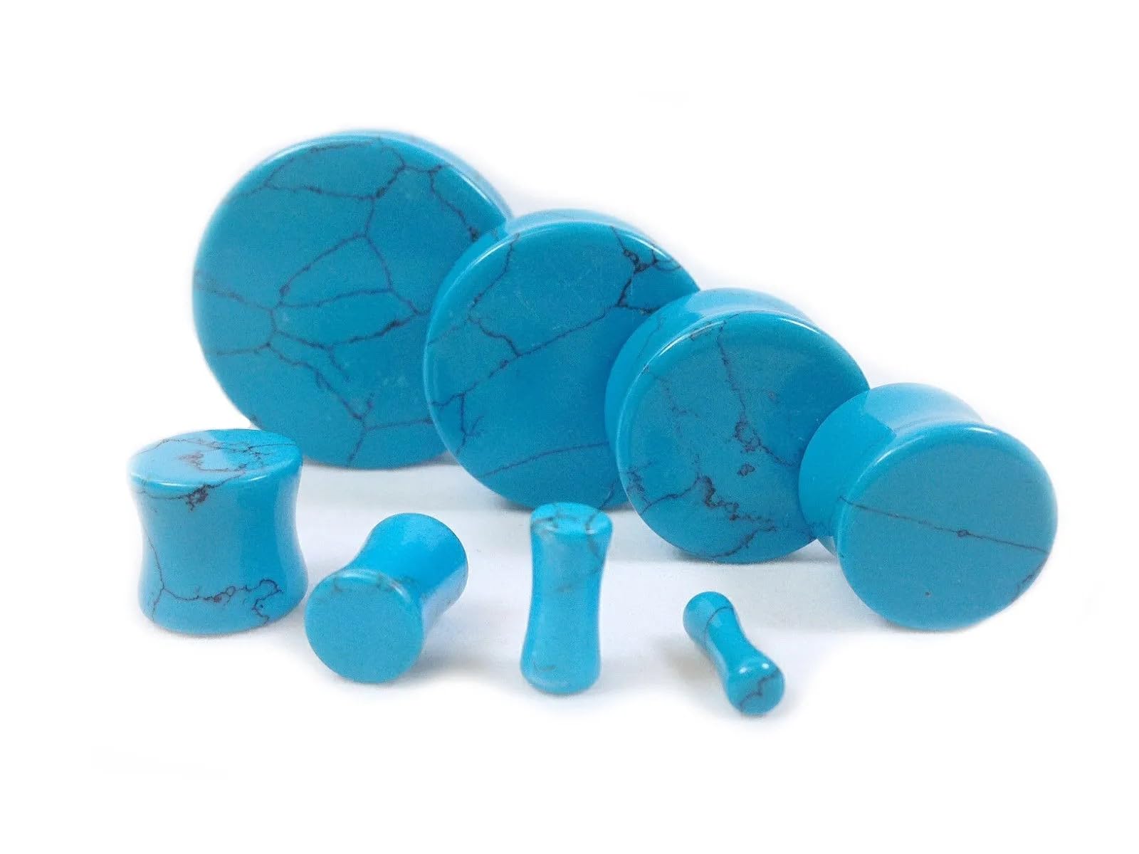 Lobal Domination ALL 3 PAIR Blue & Red Turquoise, White Howlite Stone Plugs Gauges (3/4" (19mm))