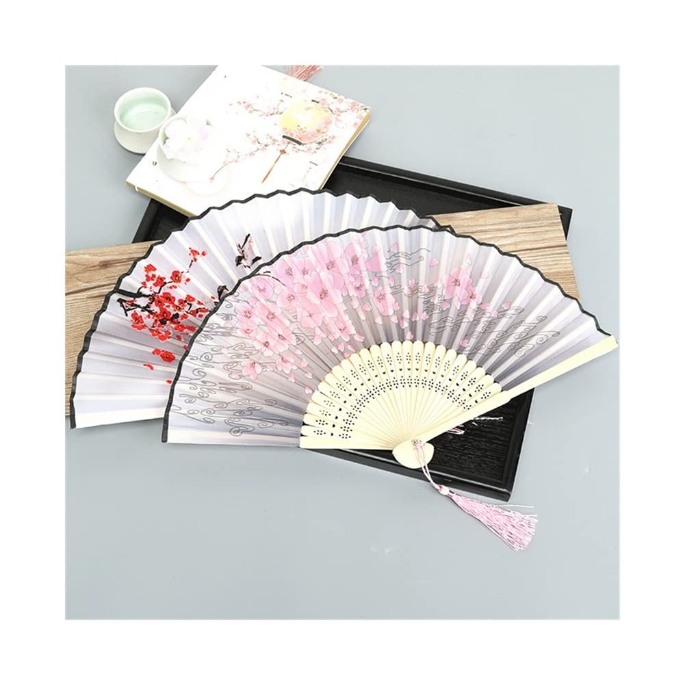 PBLCYUT Chinese Style Fan Pattern Folding Dance Wedding Party Lace Silk Folding Hand Held Flower Fan Women Photo Prop Tool Art Craft (Color : 11)