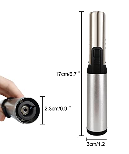 PAPA LONG Chic Refillable Long Butane Torch Lighter with Powerful Single Jet Flame for Kitchen Brulee Cooking BBQ Camping(No Butane included)