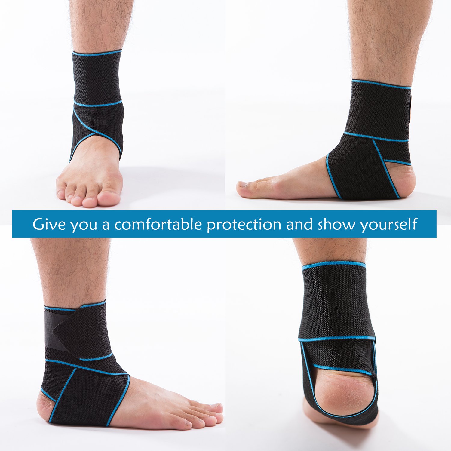 LOKEP Ankle Brace Breathable Ankle Support Adjustable Ankle Stabilizer with Compression Wrap Support, Suitable for Men & Women, Sports -One Size Fits All(Blue)