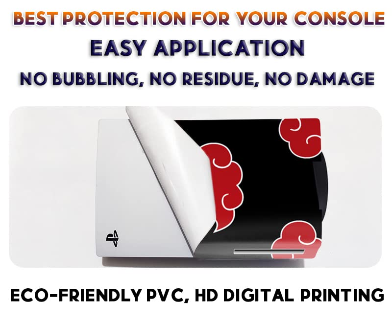 PS5 Akatsuki Skin Sticker Console and Controller Skins Set Anime Vinyl Cover Sticker Wraps for Playstation 5 Protective Cover Disc Edition(Akatsuki)