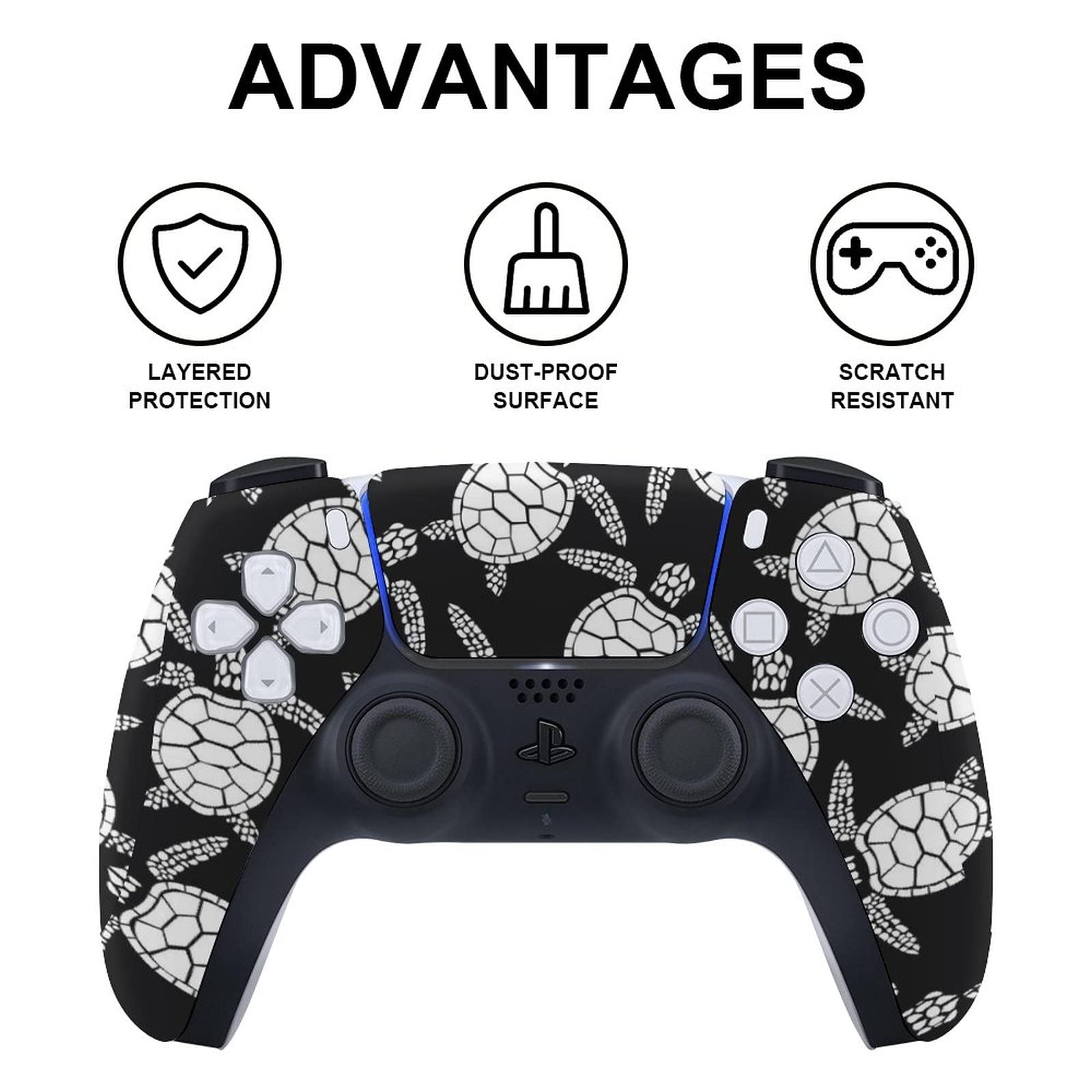 Turtle on Black Full Protective Skin Cover Design Wrap Decal Sticker Compatible with PS5 Digital Edition Console and Controller