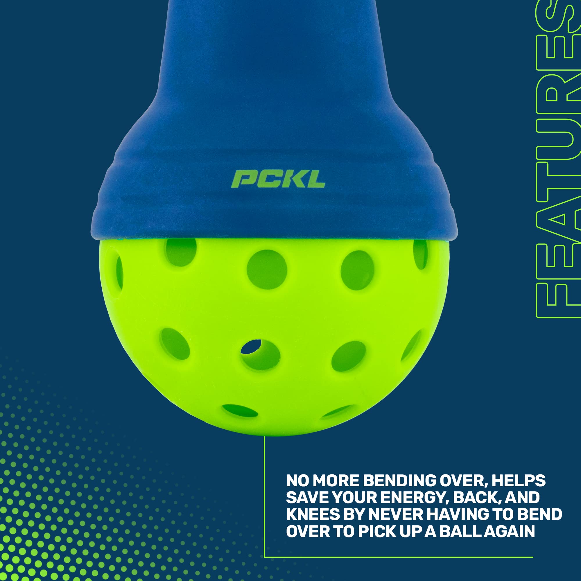 PCKL Retrieve Pickleball Picker Upper | Easily Pickup Pickleballs Without Bending Over