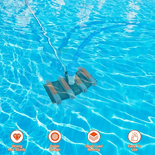 TidyMister Pool Vacuum Head with Non-Slip Wheels, Aluminum Handle and Stainless Steel Pin, Professional Weighted Flexible Vacuum Head for Inground Pools and Above Ground Pools