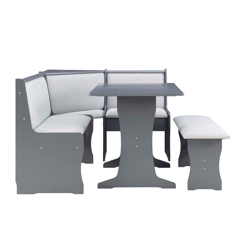 Linon Sanford Wood Storage Dining Nook in Gray