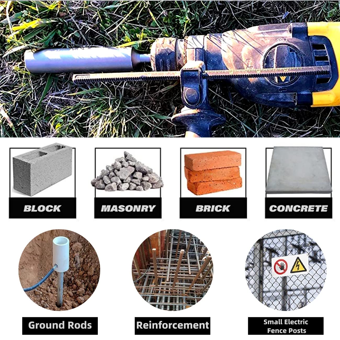 SDS Plus Ground Rod Driver for 5/8" Grounding Rods,0.67"X 6.69"(17X170mm),10mm Dia Shank Fits Bosch Dewalt Milwaukee Hilti and Other SDS-Plus Rotary Hammer Drills
