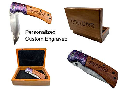 Pocket Knife Gifts For Men Stainless Steel 5" Blade With Ultra-Secure & Comfortable Belt Clip Personalized Engraved Knive for Everyday Carry, Groomsmen Camping Birthday Father's Day Or A Gift For Your Guys - This Knife Is The Perfect Choice (Knife NOT Eng